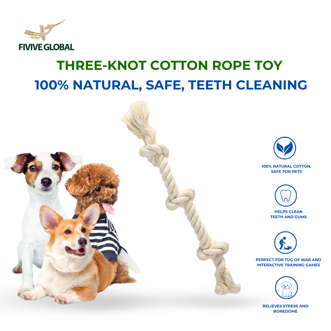Three-Knot Cotton Rope Toy - fiviveglobal.com