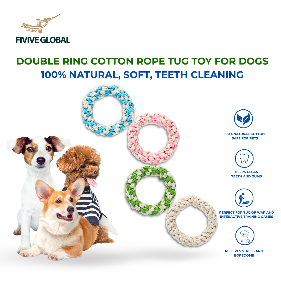 Double Ring Cotton Rope Tug Toy for Dogs - fiviveglobal.com